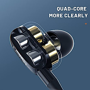 EAVAN Double Dynamic Drivers Wired Earphones,4 Speakers 4 Core HiFi in-Ear Earbuds,Noise Isolating Headphones 3.5mm Jack with Mic for Computer,MP3 and Phone