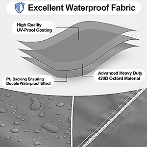 OutdoorLines Outdoor Waterproof Patio Table Furniture Set Covers - Rectangle Couch Sectional Cover Outside Weatherproof Patio Furniture Covering for Deck, Lawn and Backyard 126"L x 63"W x 28"H, Gray