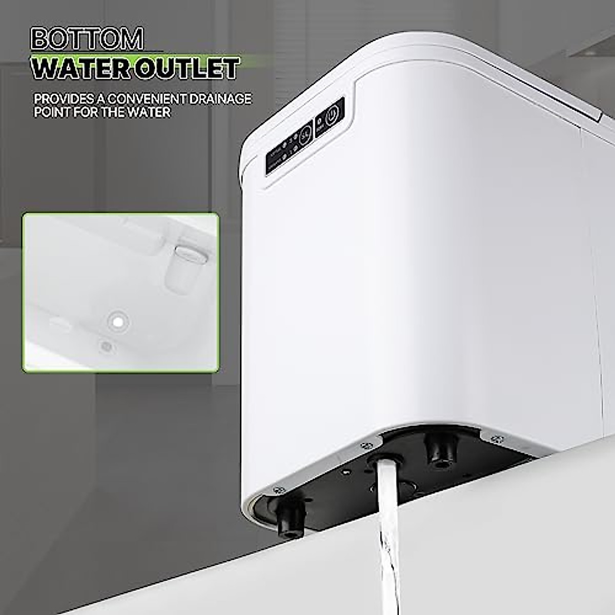 Magshion Ice Maker Countertop with Self-Cleaning, 26lbs/24H, Bullet-Shaped Ice (2 Sizes), Digital Display & Timer, 1.8lbs Ice Storage Capacity, Ice Cube Maker Machine for Home & Kitchen (White)