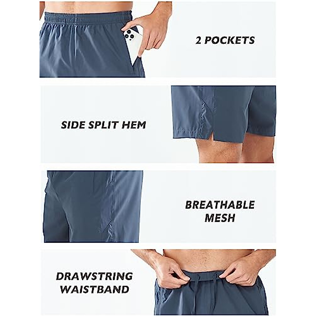 NORTHYARD Men's Running Athletic Shorts 5''/7'' Workout Gym Tennis Quick Dry Short for Active Training with Pockets COOLGREY-XL
