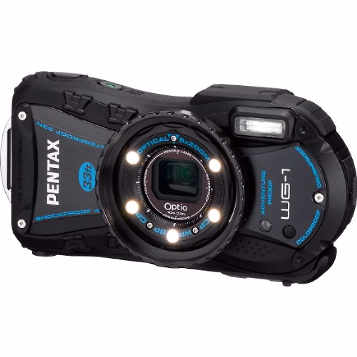 Pentax Optio WG-1 Adventure Series 14 MP Waterproof Digital Camera with 5x Wide-Angle Optical Zoom (Black)