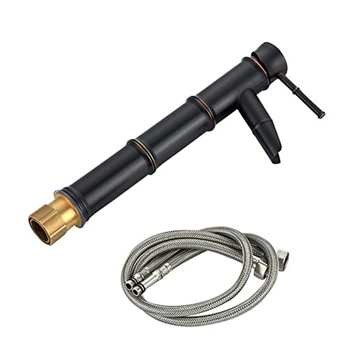 Bathroom Sink Mixer Tap Retro Black Single Lever Countertop Basin Hot and Cold Water Faucet, Tall Copper Single Hole Washbasin Faucet, Suitable for Toilet and Bathroom (A)