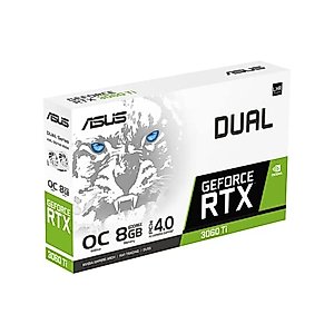ASUS Dual NVIDIA GeForce RTX 3060 Ti White OC Edition Graphics Card (PCIe 4.0, 8GB GDDR6X Memory, HDMI 2.1, DisplayPort 1.4a, 2-Slot Design, Axial-tech Fan Design, 0dB Technology, and More)