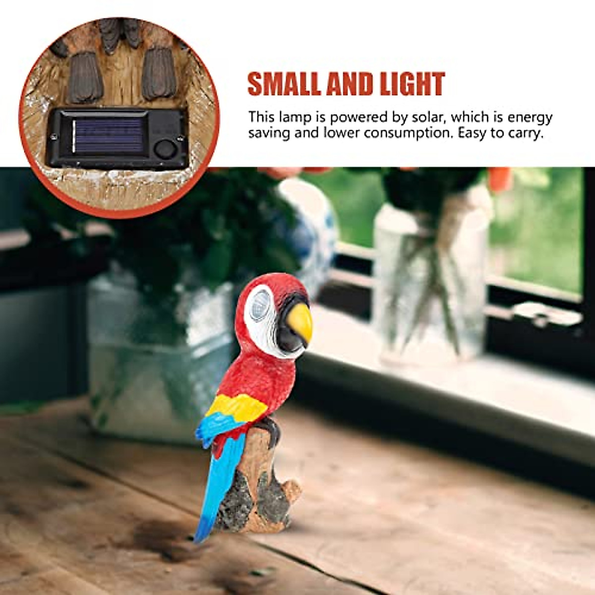 Operitacx Parrot Garden Statue Solar Light Resin Parrot Figurine Animal Sculpture Landscape Lamp for Indoor Outdoor Patio Yard Lawn Decor