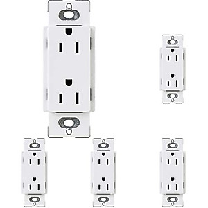 Lutron Claro Duplex Receptacle, 15-Amp, CAR-15-WH, White (Pack of 5)