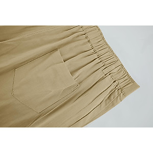 Ryannology Men's Casual Linen Pants Elastic Waist Slim Fit Beach Yoga Business Lightweight Cotton Trousers Pants with Pockets