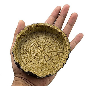 OMEM Reptile Natural Bowl Food and Water Dish Resin Made (Tree bark)