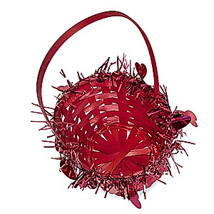 The Lucky Clover Trading Red Rectangular Bamboo Holiday Handle Basket - 7in