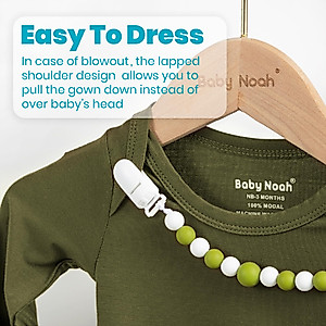 Newborn Baby Knotted Gown, Super Soft Silky Infant Long Sleeve Sleeper for Baby Girl and Boy Sleeping Bag with Mittens and Hat Set (Extra Long)