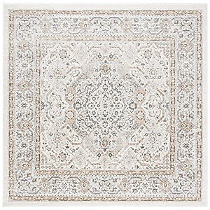 SAFAVIEH Isabella Collection 10' Square Cream/Beige ISA916B Oriental Non-Shedding Area Rug
