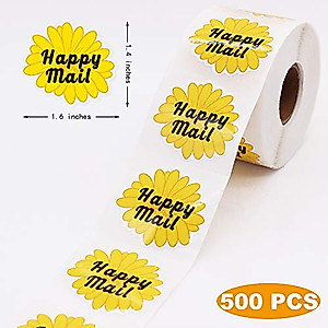 Happy Mail Stickers, Daisy Flowers Small Business Sticker,Cute Happy Mail Packaging for Small Business Packaging Sticker,500 PCS