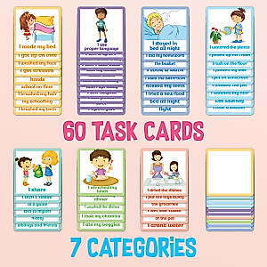 Kids Behavior Reward Chart - 63 Chores as Potty Train, & More. “Thick Magnetic” Responsibility Chart Board/Tasks-for Multiple Kids