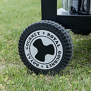 Royal Gourmet PC3404S Rolling Dining Table with Trash Bag Holder, Outdoor Garden Patio BBQ Kitchen Food Prep Table Cart, 34"L x 20"W Stainless Steel Tabletop, Silver & Black