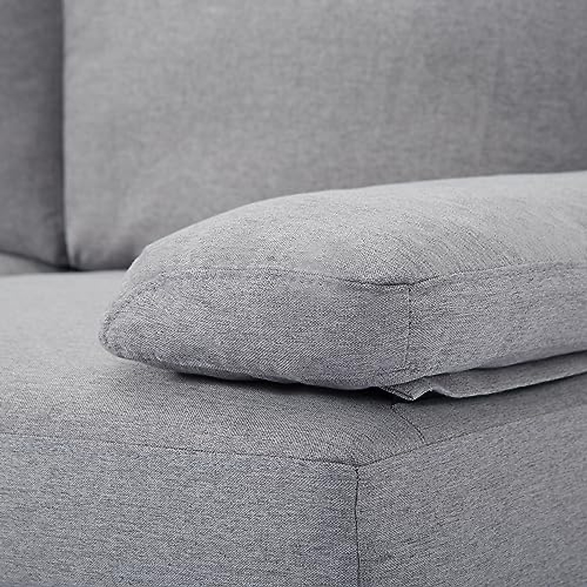 ERYE Soft Polyester Sofa&Couch with Left Lounge Chaise, L-Shaped Corner Upholstered Couch W/Pillow-Top Armrest & Golden Metal Legs for Living Room Furniture Sets, 79.5", Light Gray-005