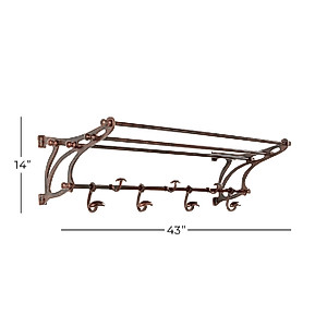 Deco 79 Wall Shelf, 43" L x 18" W x 11" H, Brown