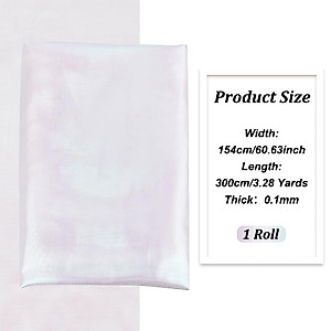 BENECREAT 3.3 Yard Magic White Rainbow Laser Gradient Organza Lace Fabric， Iridescent Holographic Gauze Fabric for Bridal Veils Dress, DIY Crafts Curtain Home Decor