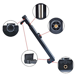 iPad Holder, Tablet Tripod Mount Adapter and Camera Shutter 6.3-9.25 inches Adjustable Vlog Clamp Compatible with iPad Mini iPad 2/3/4, Air/Air2, iPad Pro Microsoft Surface Samsung Tab A10 Fire