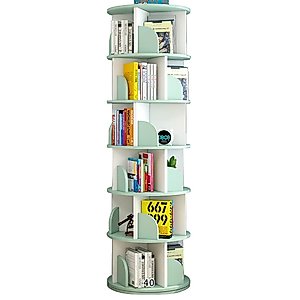 bookcases Rotating Bookshelf 360° Shelf Flooring Picture Book Shelf Multi-Level Book Organiser Book Storage Green (Size : 40 * 191cm)