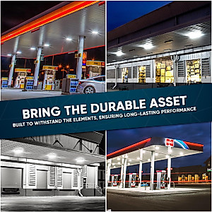 LEDMyplace 150W LED Canopy Light 5700K Cool White, 0-10V Dimmable, 15600 Lumens, IP65 Waterproof Industrial Outdoor Lighting, Commercial Garage Lights for Gas Stations, Underpasses, Parking, Carports