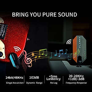 FLAMMA FW10 Digital Wireless Guitar System 2.4GHZ Rechargeable Transmitter Receiver Support 4 Channel For Electric Guitar Bass Violin Keyboard