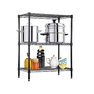 MKDLUFEI 3-Tier Wire Shelving Unit Adjustable Height 450Lb Capacity Small Metal Shelving for Storage 24"x14"x30" Metal Shelves for Kitchen, Office, Pantry, Laundry, Closet, Organizer Wire Rack