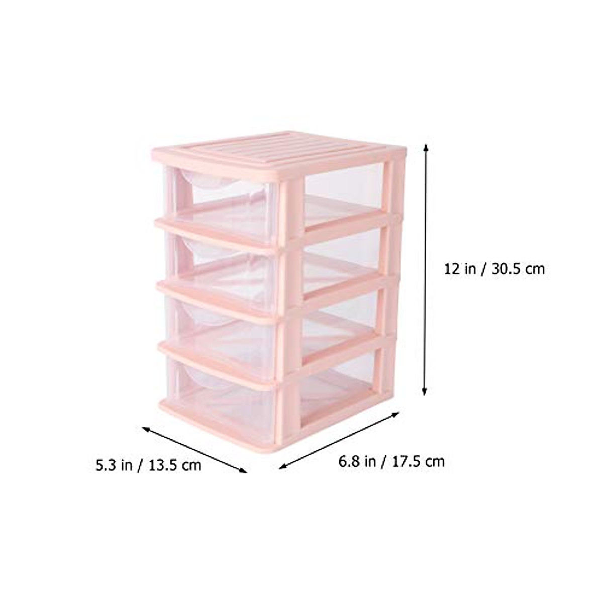 DOITOOL Four- Layer Storage Drawers- Transparent Plastic Drawers Organizer- Multifunction Plastic Drawers Kitchen Pantry Storage Cabinet for Kitchen, Bathroom, Vanity, Desk ( Pink )
