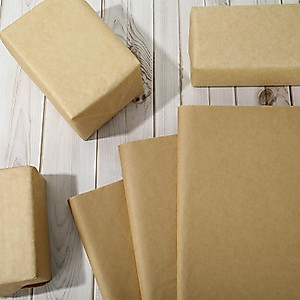 JarThenaAMCS 600 Sheets Kraft Tissue Paper Brown Gift Wrapping Paper Solid Color Decorative Art Craft Flowers Bouquet Packing Paper for DIY Crafts Wedding Birthday Party Home Decor, 14 x 20 Inch