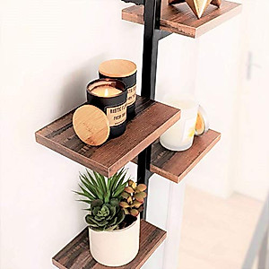 Wall Mounted Hanging Shelves, Wall Floating Display Shelf, Unique for Bathroom, Bedroom, Living Room Wall Decor, Rustic Brown