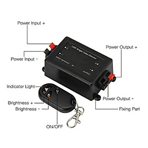 DC 12V 24V LED Dimmer Switch LED Light Strip Dimmer with Remote Control Adjust Brightness ON/Off Switch