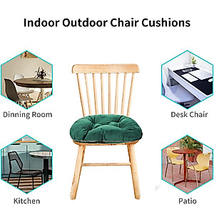 Chair Seat Cushion Outdoor Indoor Tufted Seat Cushions Memory Foam Comfort Soft Chair Cushion Pad Non Slip Wicker Chair Seat Cushion for Dining Living Room Office Kitchen Machine Washable (dark green)