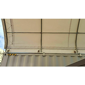 Generic Covermore 20'x20' Upgraded Shipping CONTAINER MOUNTED Canopy- 15 oz. PVC Fabric canvas roof shelter- UV resistant/Water resistant/snow resistant, White, c2020
