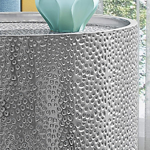 Christopher Knight Home Kaylee Modern Round Hammered Iron Accent Table (2 Pack) -Silver 16 in x 16 in x 22.25 in