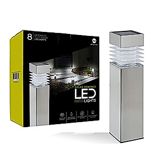 Morvat LED Solar Path Lights, Solar Walkway Lights Pathway Lights Solar Powered Solar Pathway Lights Yard Lights Outdoor Solar Powered Stainless Steel & Durable Plastic Waterproof, White Light, 8 Pack