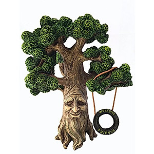 Fairy and Garden Gnome Tree - Enchanted Grandpa Miniature Tree with Removable Glow in The Dark Welcome Sign for Fairies and Lawn Gnomes