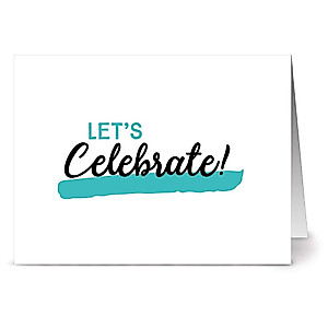 Happy Birthday Cards Bulk Assortment – 72 Pack – Teal Script Birthday – 6 Unique Designs – AQUA BLUE ENVELOPES INCLUDED – Birthday Greeting Cards – Glossy Cover Blank Inside – By Note Card Café