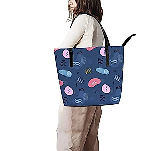 Fashionable women's handbag tote bag, Spotted and Textured Figuresprinted shoulder bag is light and durable