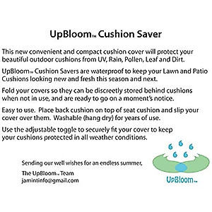 UpBloom | Waterproof Seat Cushion Covers - Quick On/Off for Easy Storage, Lightweight Outdoor Chair Cushions Cover, Washable Covers for Patio Chair Cushions, Outdoor Cushions Cover for Patio Furniture