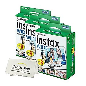 Fujifilm instax Wide Instant Film for Fujifilm instax Wide 300, 200, and 210 Cameras w/Microfiber Cloth by Quality Photo (60 Exposures) …