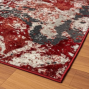 LUXE WEAVERS Abstract Marble Swirl Red 8x10 Area Rug