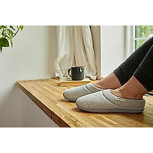 Dearfoams Women's Lacey Machine Washable Memory Foam Comfort Easy on/Off Clog Slipper, Light Heather Grey, X-Large