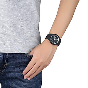 Gosasa Casual Simple Style Silicone Strap women Sports Watches 30M Waterproof (Black White Hands)