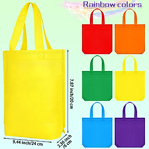 Aneco 24 Pack Reusable Party Non-Woven Favor Bags 9.5×9.5 Inch Pinata Goodie Gift Bag Colorful Tote Candy bags for Birthday Weeding Party