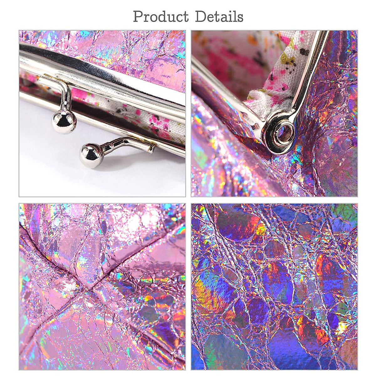 Oyachic 2 PCS Pretty Coin Purse,Cute Hologram Change Purse,Small Leather Wallet with Clasp Pouch for Woman Girls