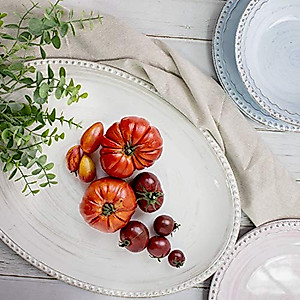 Zak Designs French Country House Melamine Plastic Oval Serving Platter (16 inches), Serving Tray (21 inches), Durable and BPA Free (Oyster)