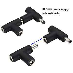 zdyCGTime 90 Degree Angle DC 5525Female to Male&Female Connector Multifunction DC Adapter DC Power Connector DC5.5x2.5mm Jack Coupler Converter for Laptop CCTV Camera Strip Lighting 4 PCS