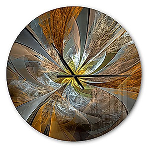 DesignQ 'Symmetrical Brown Fractal Flower ' Modern wall clock for Home Bedroom Bathroom Office Living Room Decoration