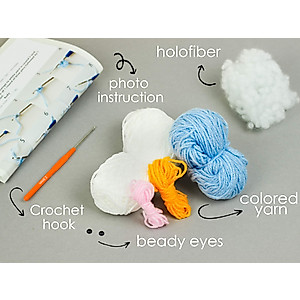 Crochet Stuffed Animal CAT DIY Kit, Beginner Craft kit for Teens and Adults, All Materials Included, Detailed Instructions with 45 Pictures, Hypoallergenic Yarn