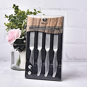 BILL.F Steak knives Serrated Steak Knife Set Stainless Steel Steak Knife Set of 4