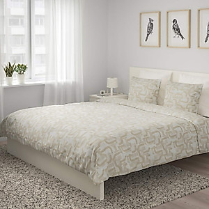 Ikea Vinterjasmin Duvet Cover and 2 Pillowcases White Beige Full/Queen (Double/Queen) 004.428.33