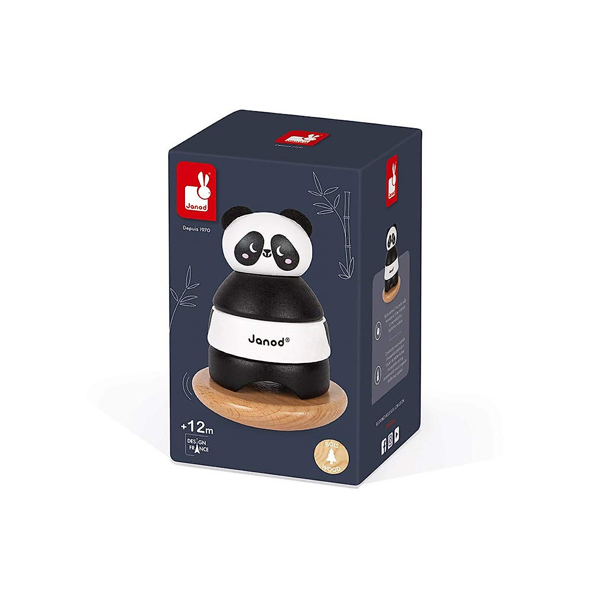 Janod Wood Panda Stacker & Roly-Poly Rocker – Ages 12+ Months - J08188